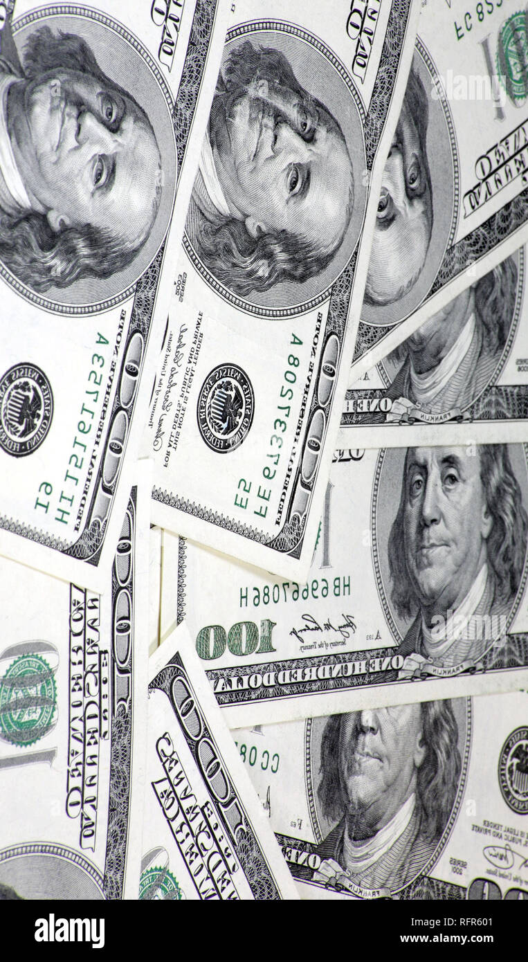 american dollars banknote of hundreds Stock Photo - Alamy