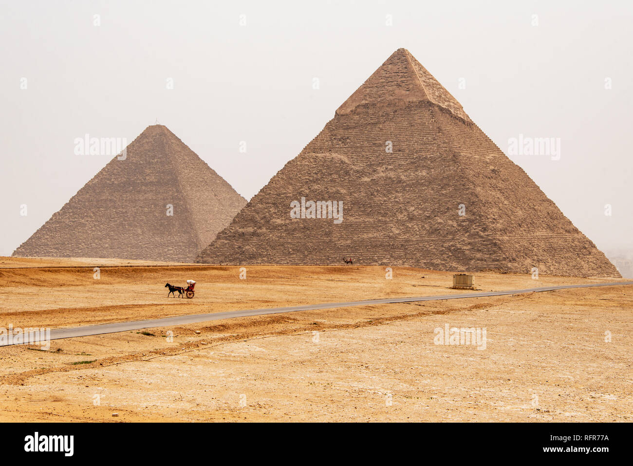 The Great Pyramids of Giza in the desert near Cairo in Egypt unesco ...