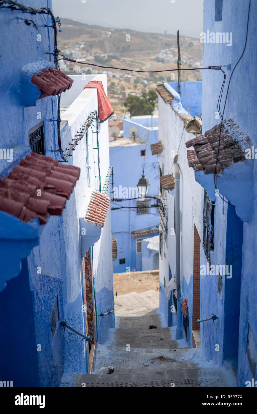 A view of the blue city Chefchaouen in Morocco Stock Photo - Alamy