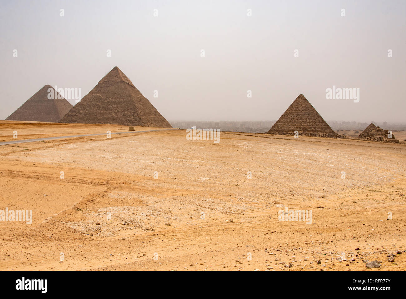The Great Pyramids of Giza in the desert near Cairo in Egypt unesco ...