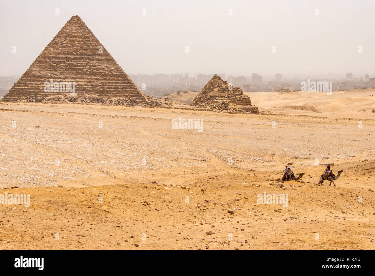 Cairo, Egypt 25.05.2018 The Great Pyramids of Giza in the desert near ...