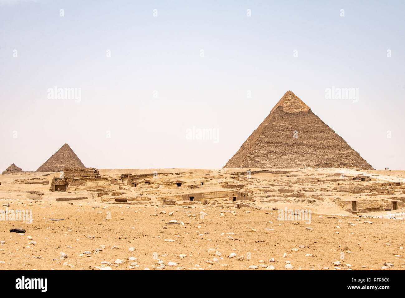 The Great Pyramids of Giza in the desert near Cairo in Egypt unesco ...