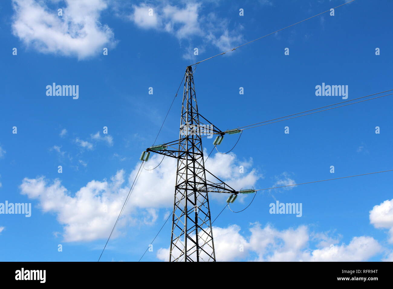 Electrical power line utility pole made of strong metal pipes with ...