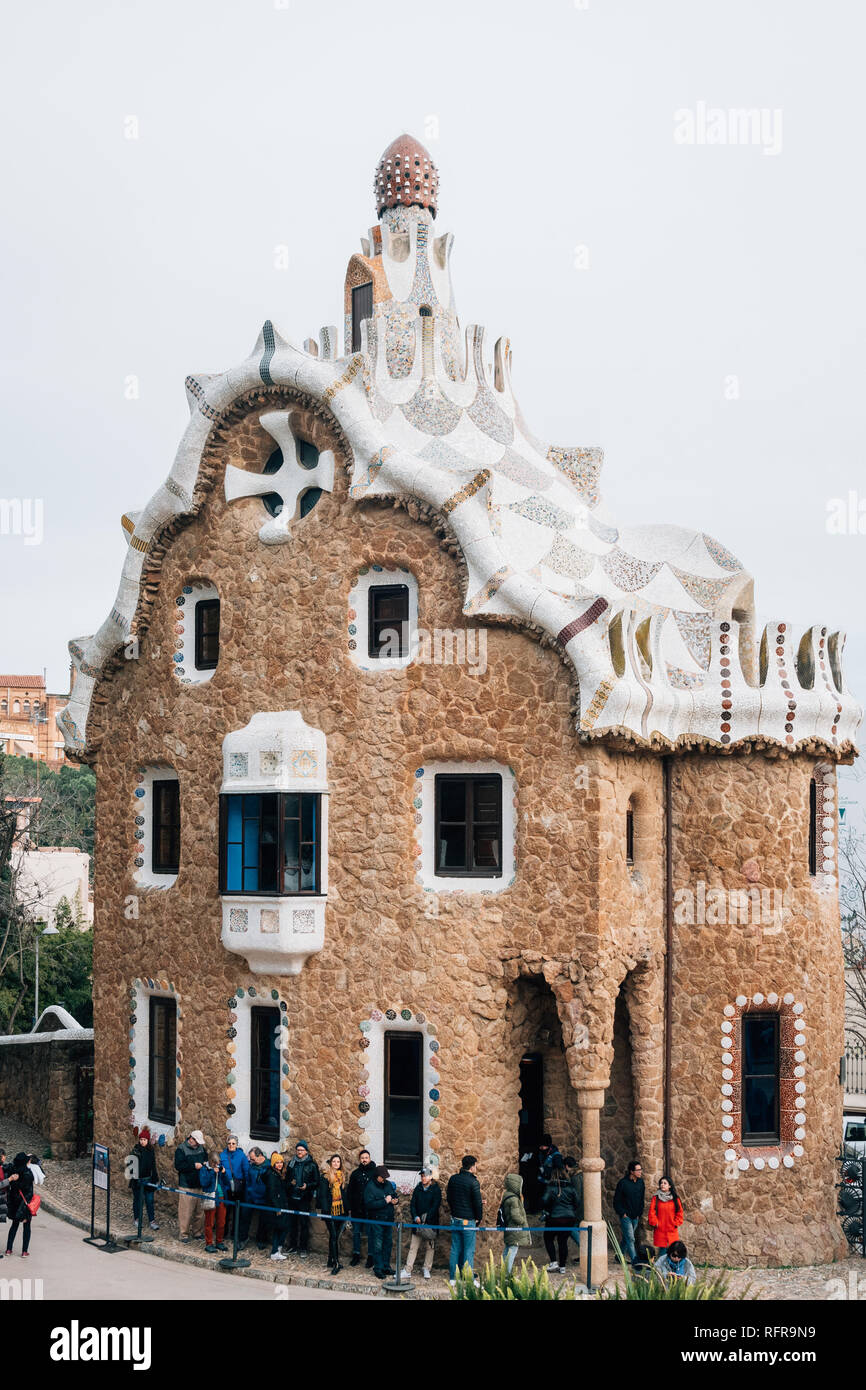 The Casa del Guarda, at Park Guell, in Barcelona, Spain Stock Photo - Alamy