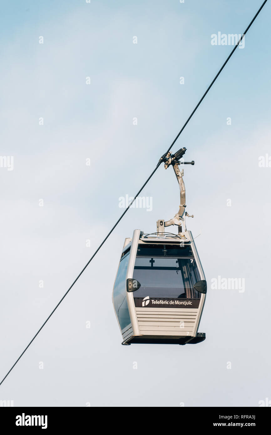 The Montjuic Cable Car gondola lift, in Barcelona, Spain Stock Photo ...