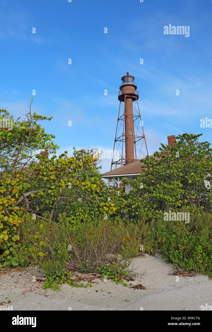 The Sanibel Island or Point Ybel Light on Sanibel Island, Florida with ...