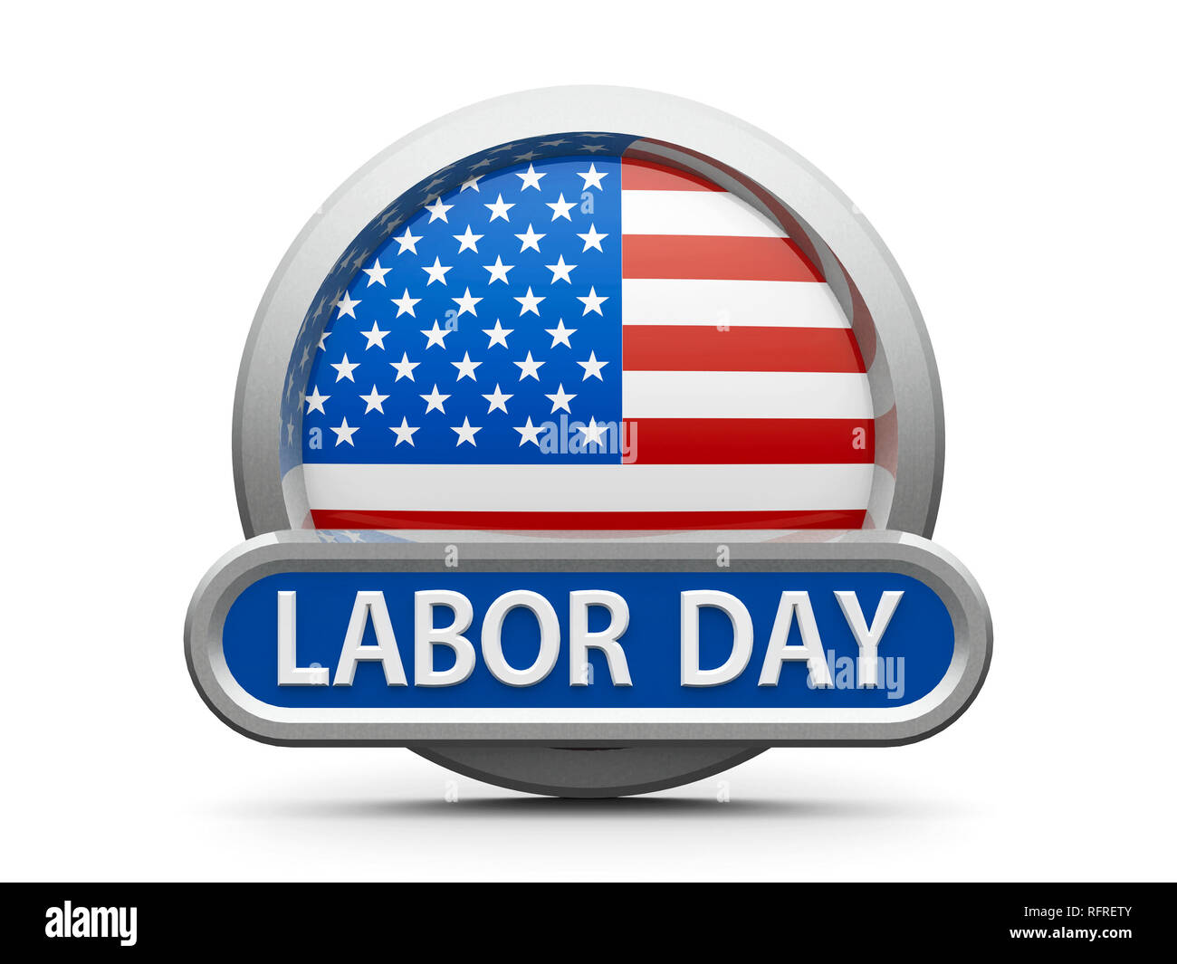 Emblem, icon or button with american flag represents Labor Day in USA ...