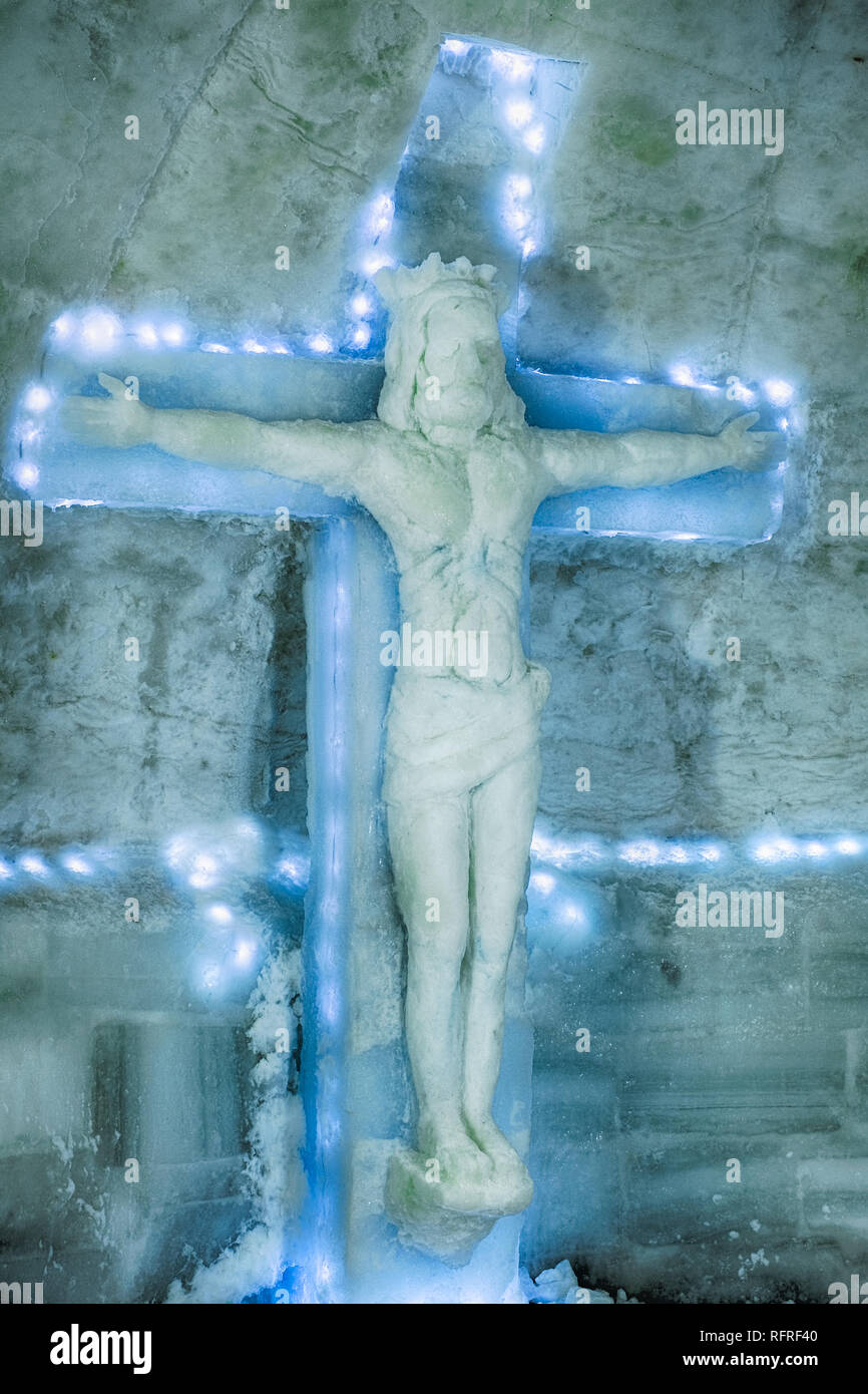 Ice Hotel - Balea Lake Romania - January 24 2019. ice sculpture ...