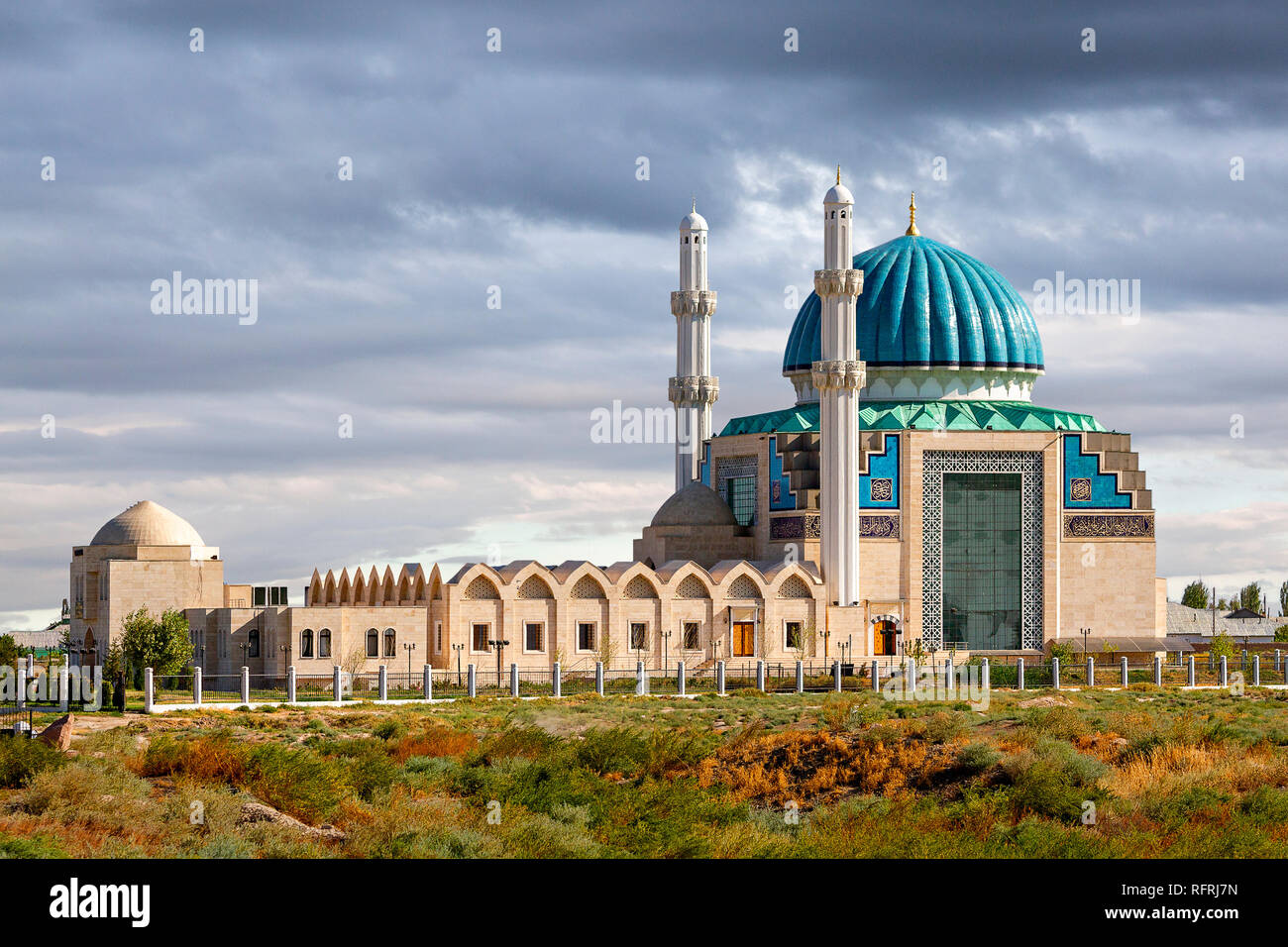 View over the Khoja Ahmed Yasawi Mosque in Turkestan, Kazakhstan Stock ...