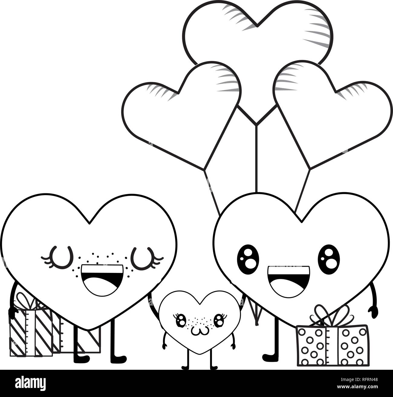 Lovely family cartoon Black and White Stock Photos & Images - Alamy