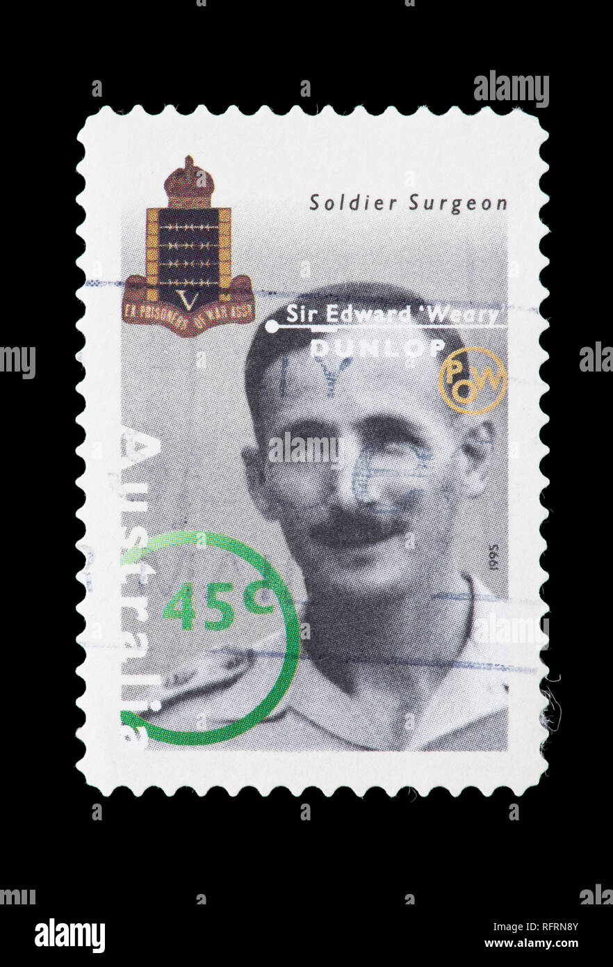Postage stamp from Australia depicting Sir Edward Dunlap, World War 2 ...