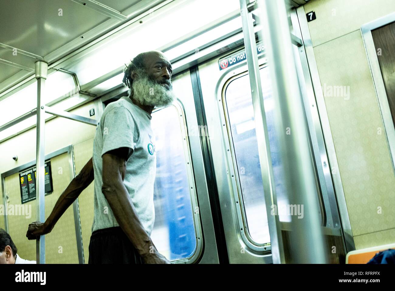 Homeless in subway hi-res stock photography and images - Alamy