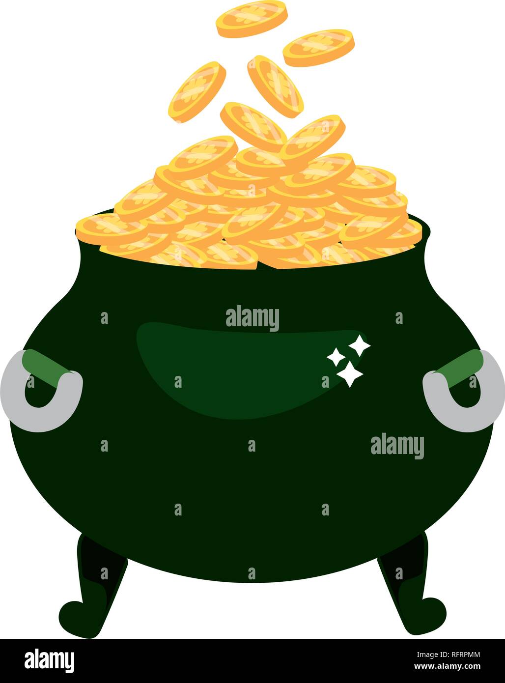 golden coins pot cartoon Stock Vector Image & Art - Alamy