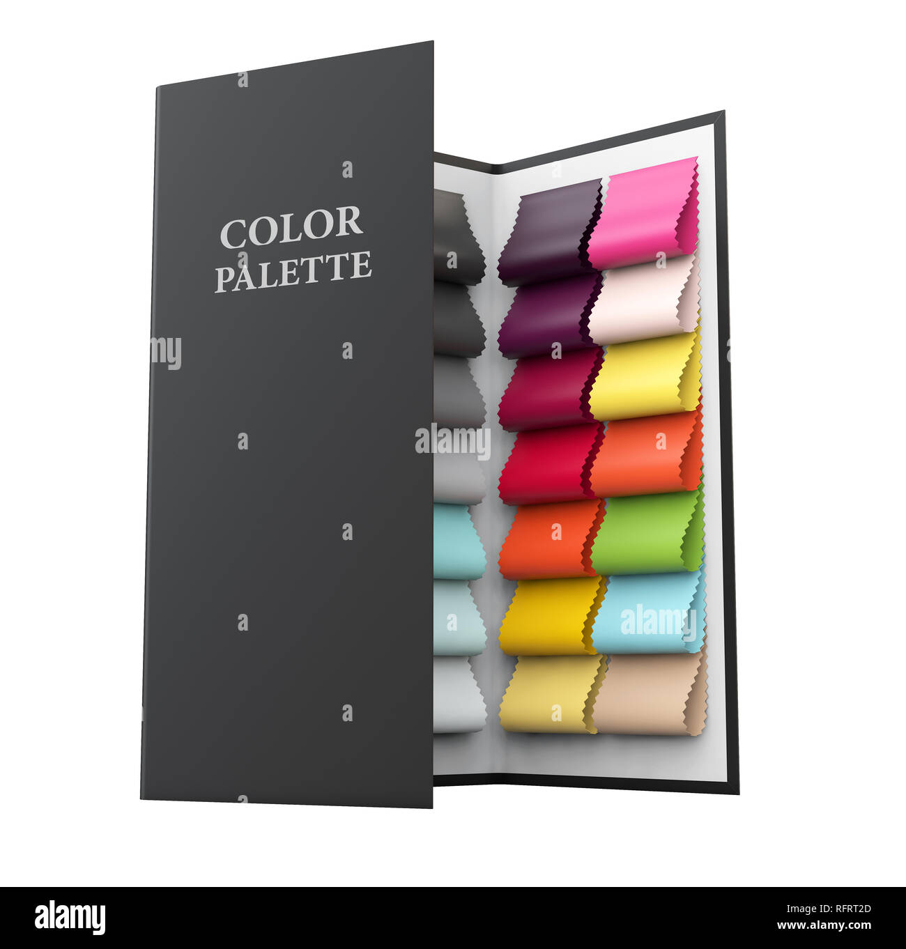 3d Illustration of color palette samples on white background Stock ...