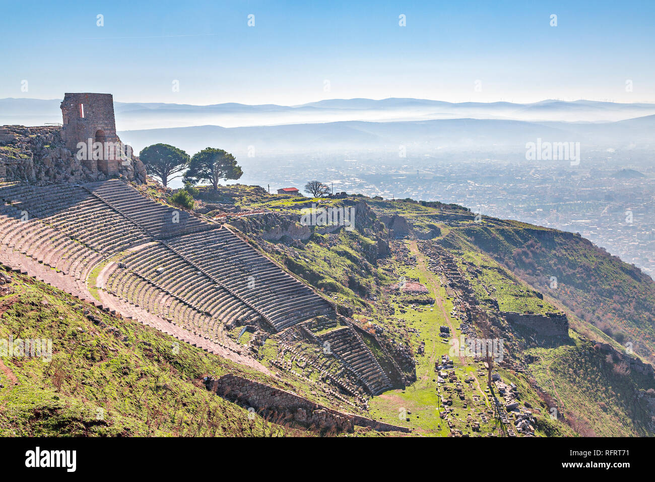 Roman amphitheatre in the ruins of the ancient city of Pergamum known ...