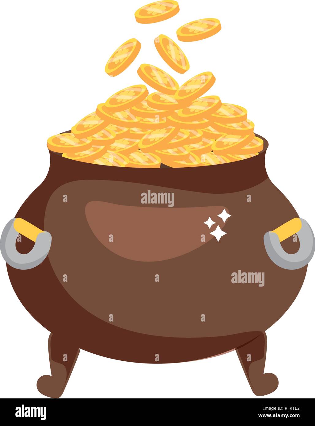 golden coins pot cartoon Stock Vector Image & Art - Alamy