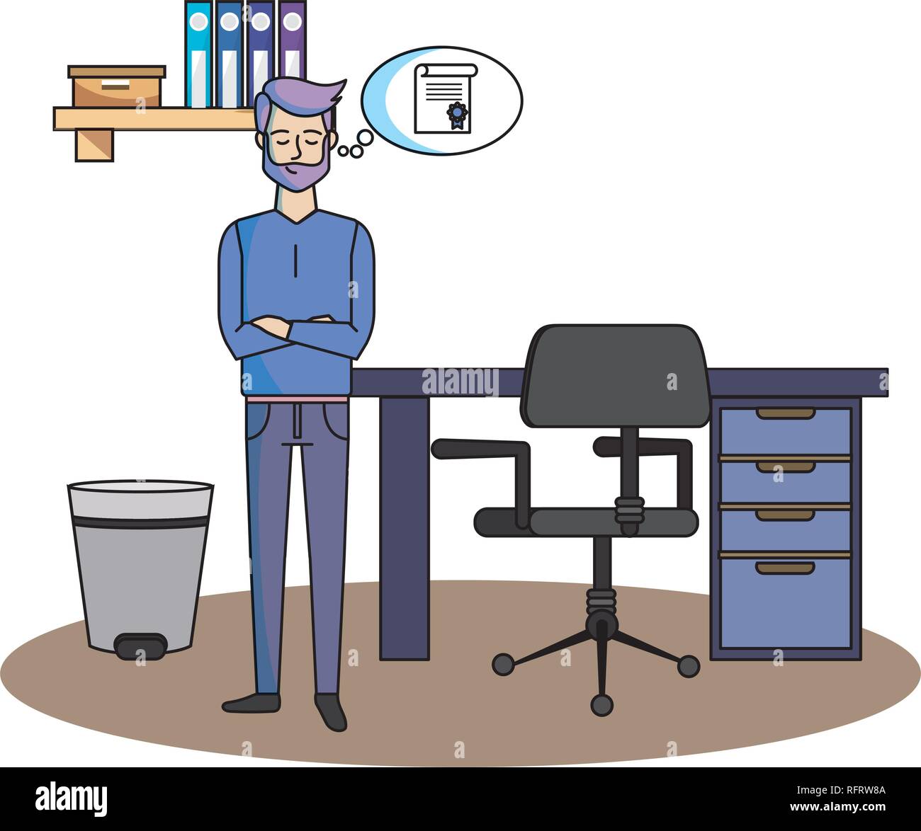 businessman at office cartoon Stock Vector Image & Art - Alamy