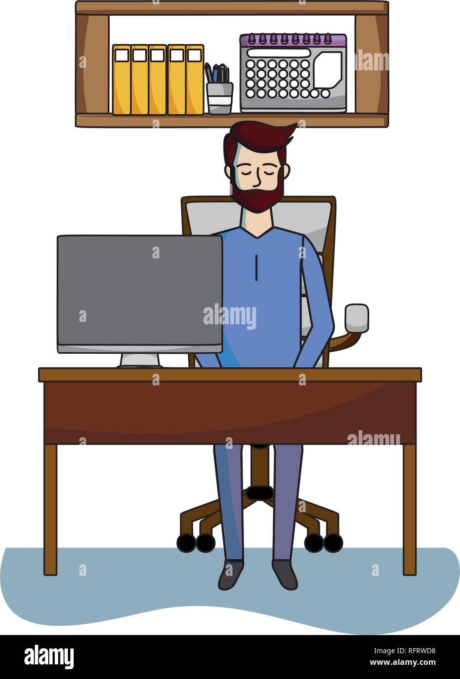 businessman at office cartoon Stock Vector Image & Art - Alamy