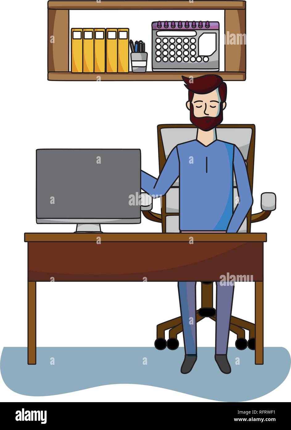 businessman at office cartoon Stock Vector Image & Art - Alamy