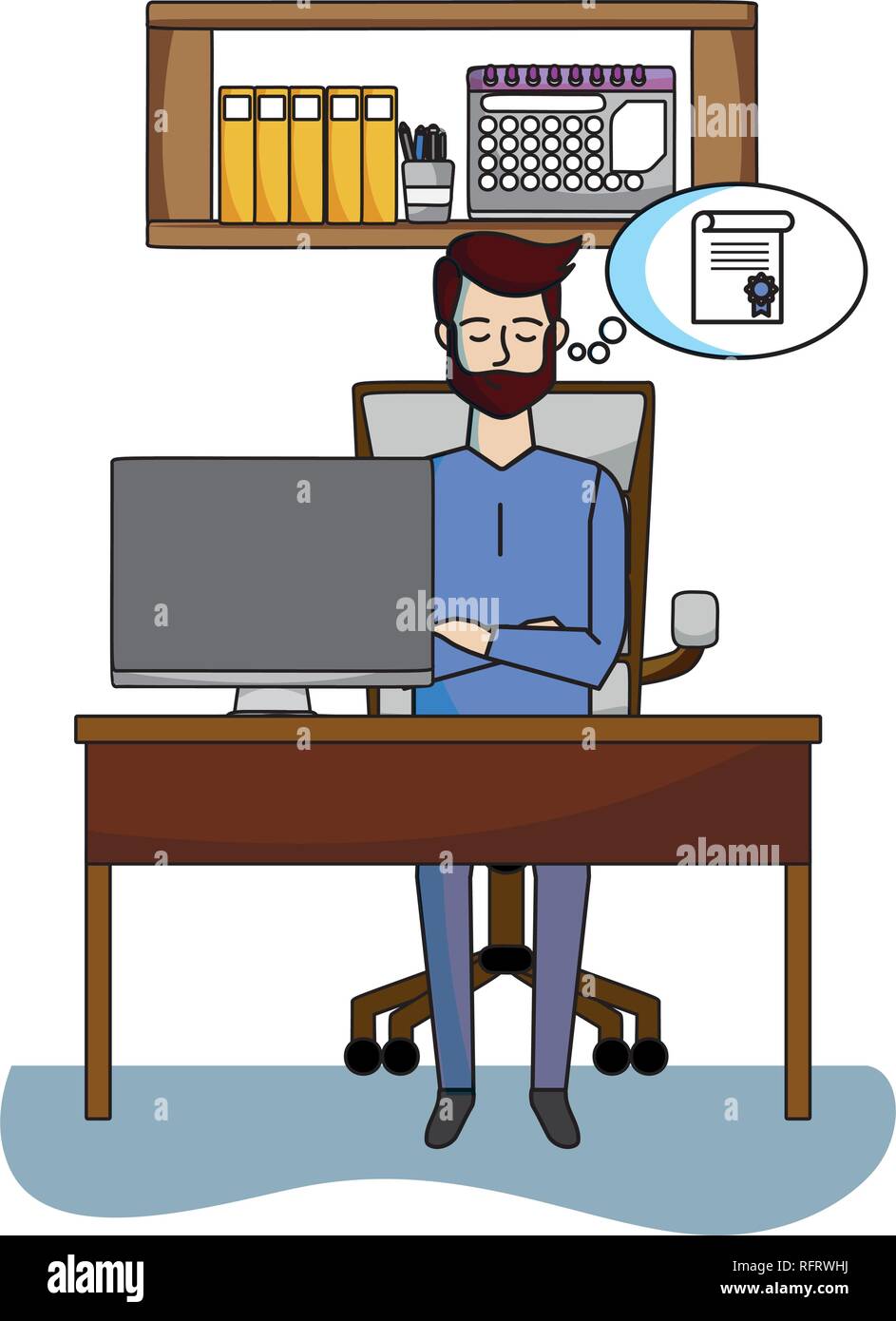 businessman at office cartoon Stock Vector Image & Art - Alamy