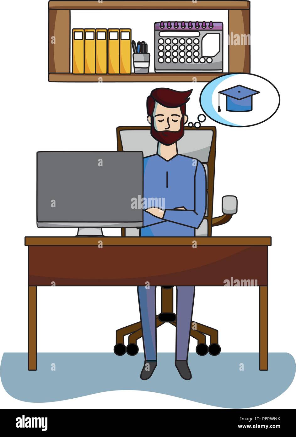 businessman at office cartoon Stock Vector Image & Art - Alamy