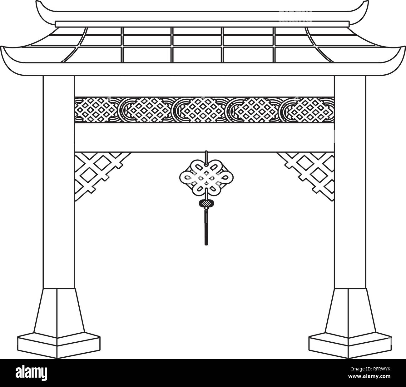 Chinese style gate china Stock Vector Images - Alamy
