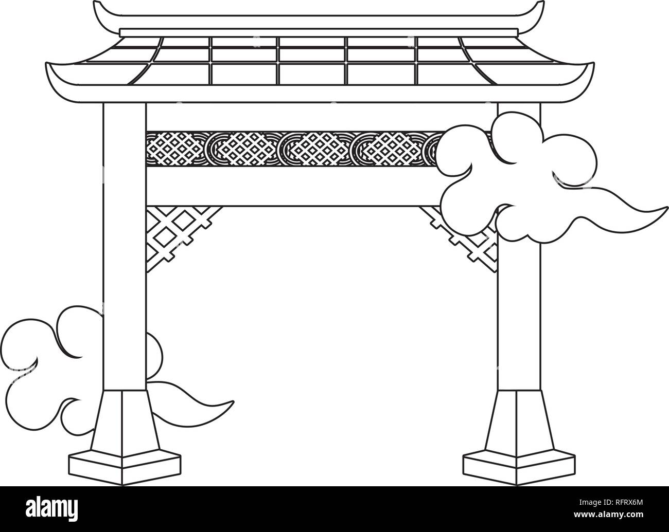 chinese gate cartoon Stock Vector Image & Art - Alamy