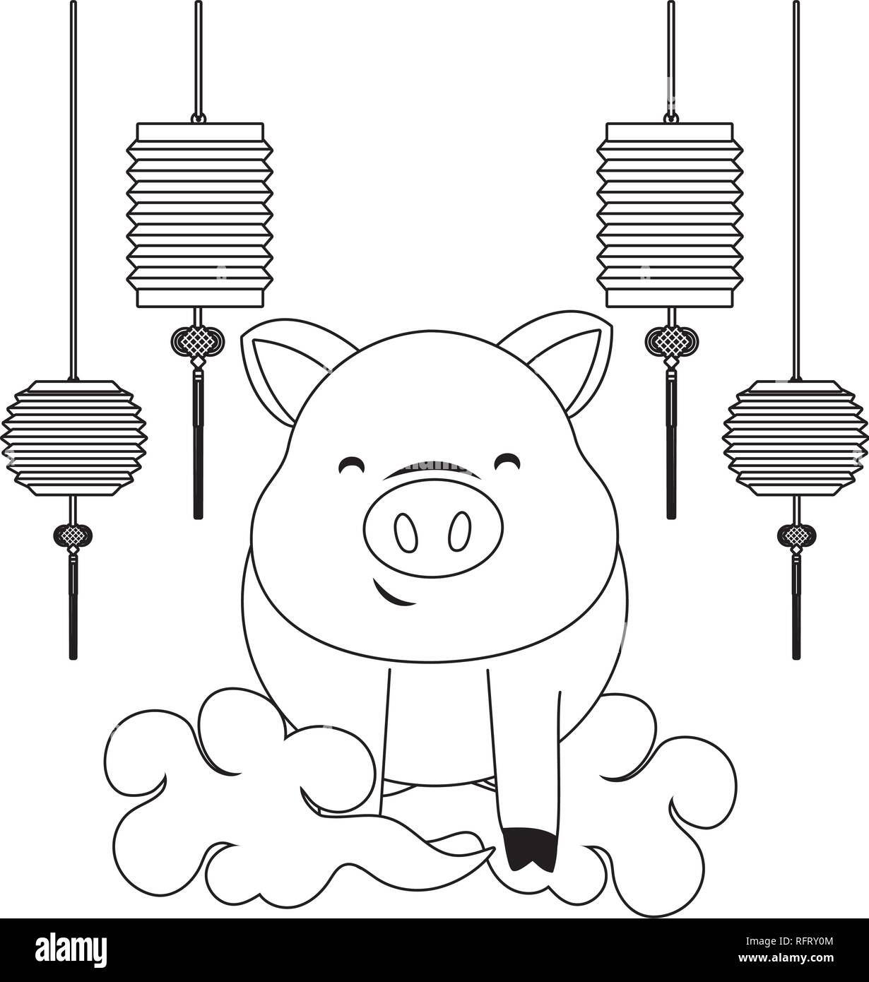 Lunar pig Black and White Stock Photos & Images - Alamy