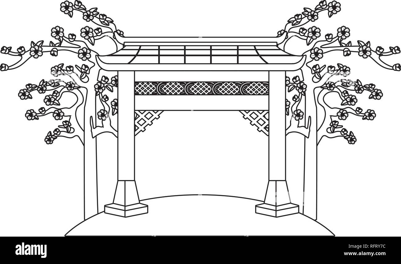 Chinese style gate china Stock Vector Images - Alamy