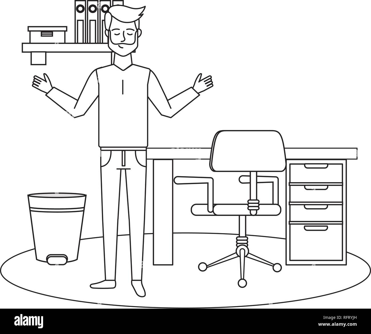 businessman at office cartoon Stock Vector Image & Art - Alamy