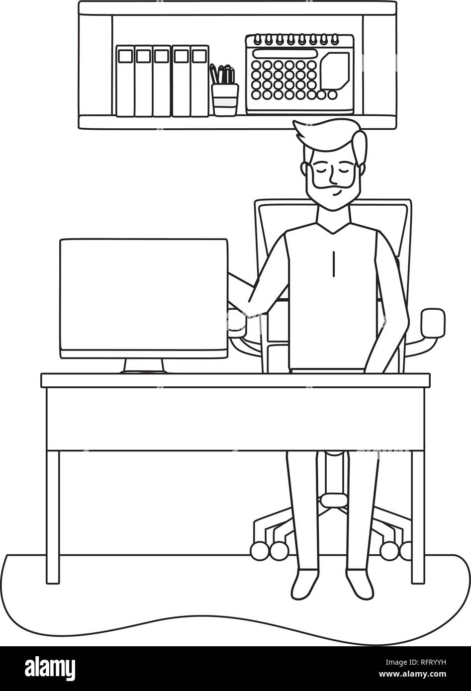 businessman at office cartoon Stock Vector Image & Art - Alamy