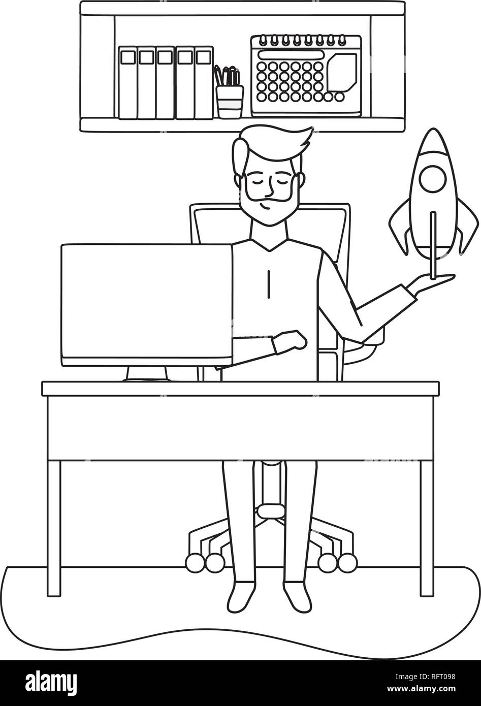 businessman at office cartoon Stock Vector Image & Art - Alamy