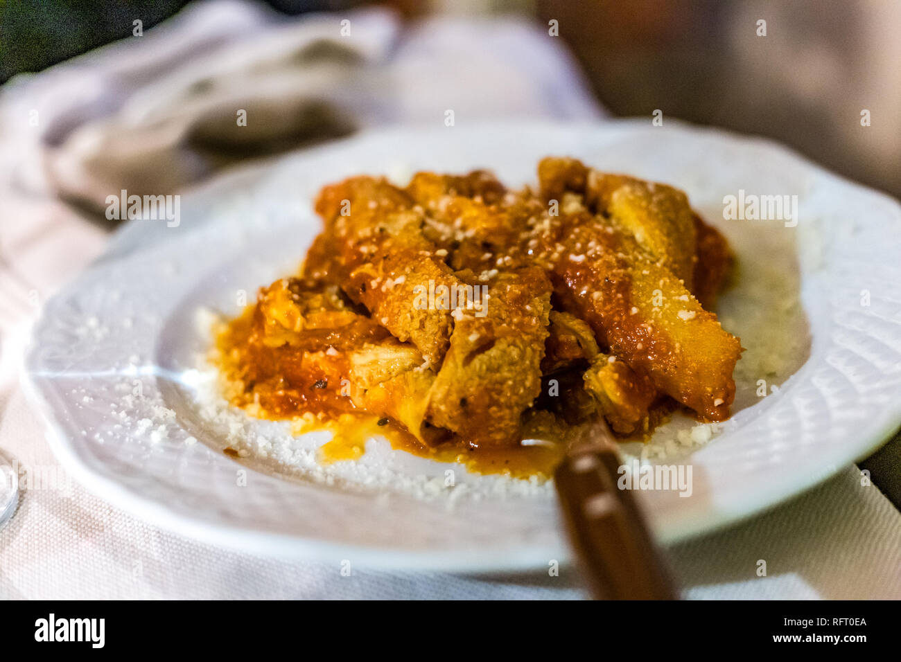 dish of typical Roman tripe in Italian restaurant Stock Photo - Alamy
