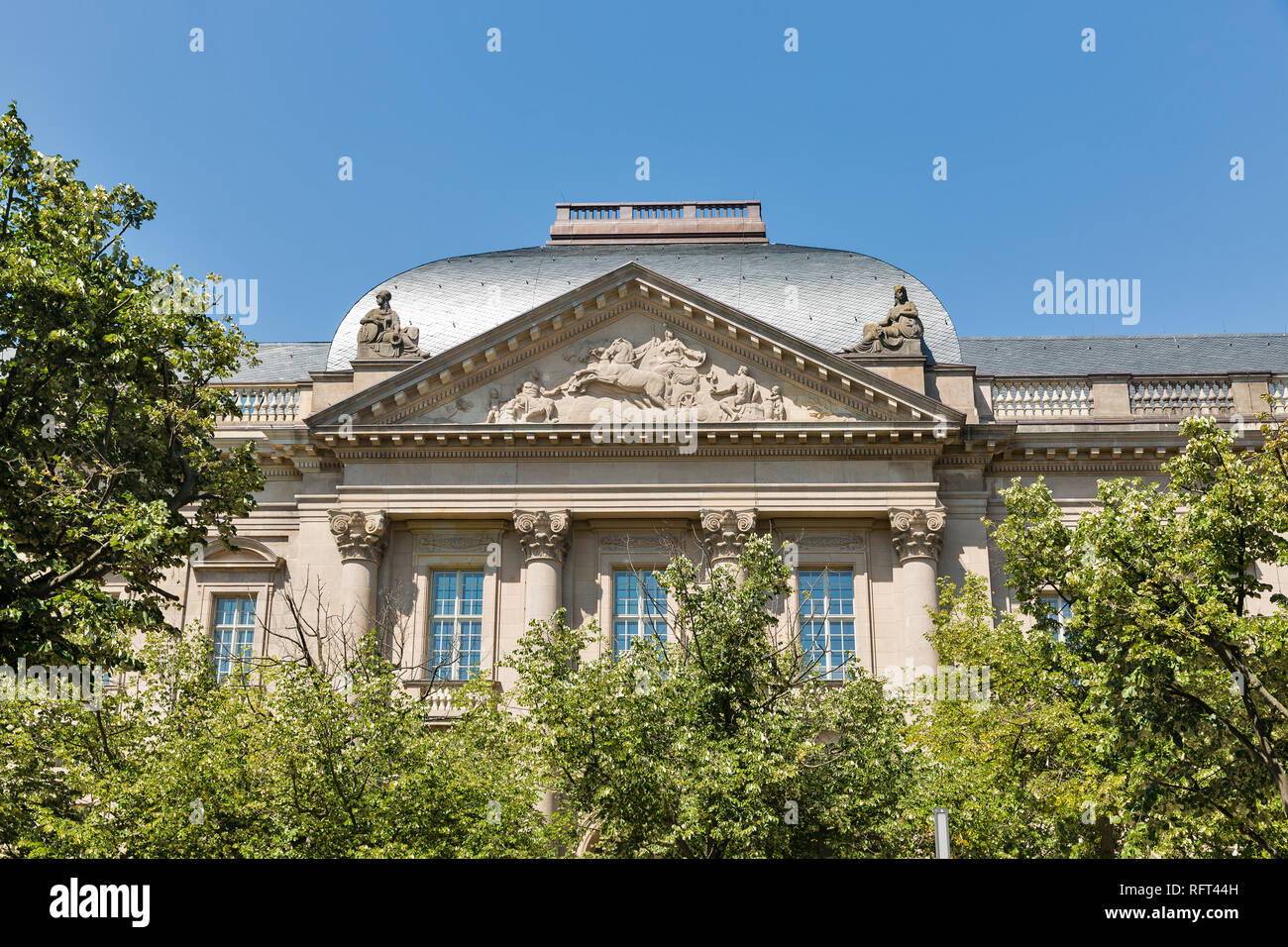 Berlin State Library building facade on Unter den Linden street at ...