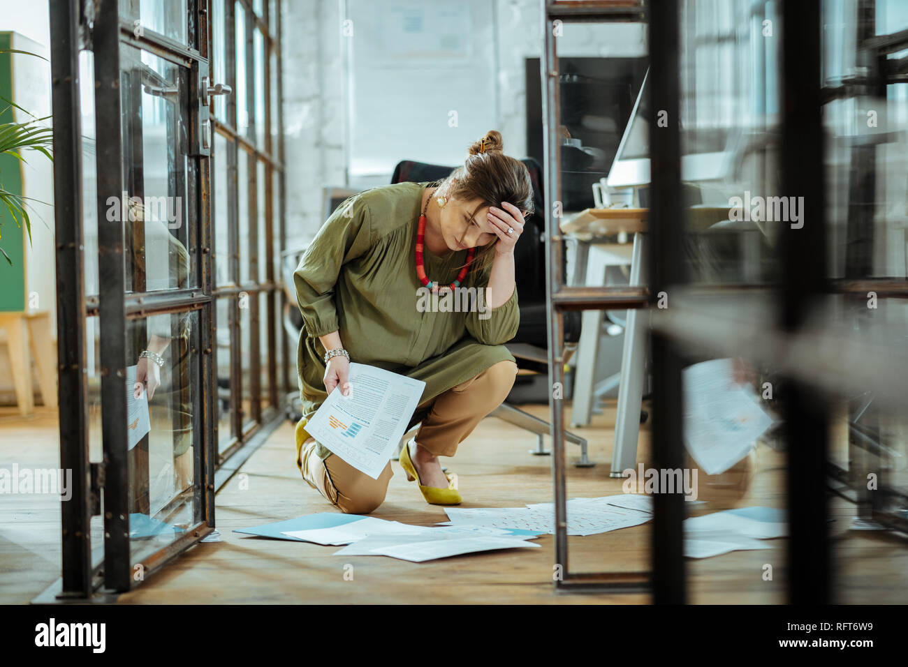 Woman tired office papers hi-res stock photography and images - Alamy