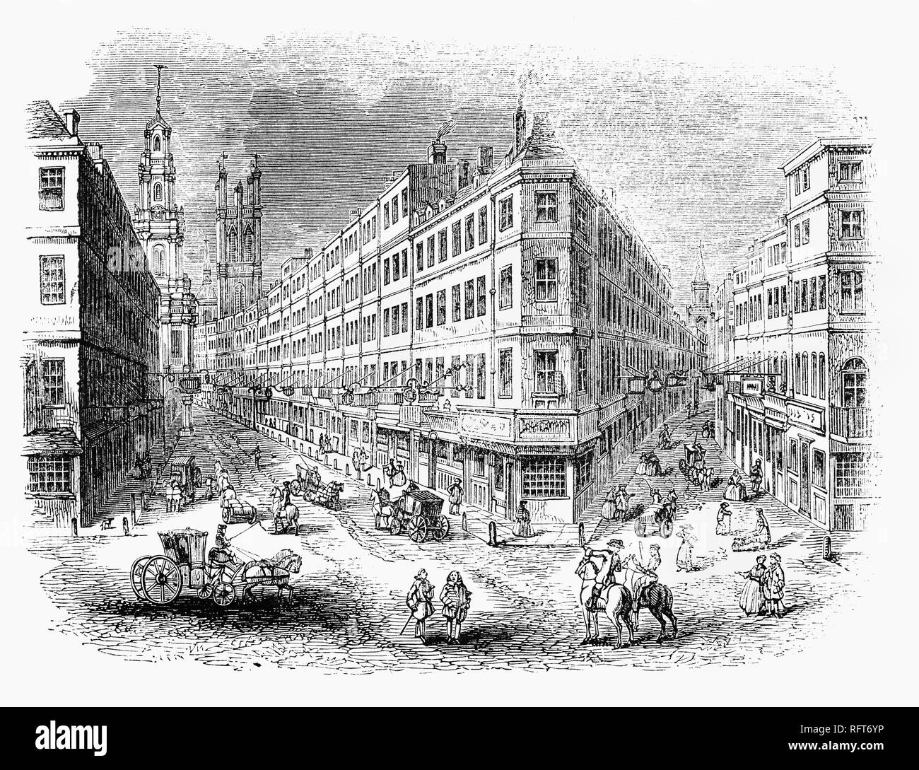 An 18th Century view of the junction of Cornhill and Lombard Street ...