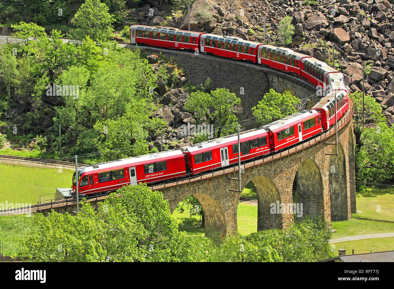The Bernina Express, Viaduct of Brusio, UNESCO World Heritage Site ...
