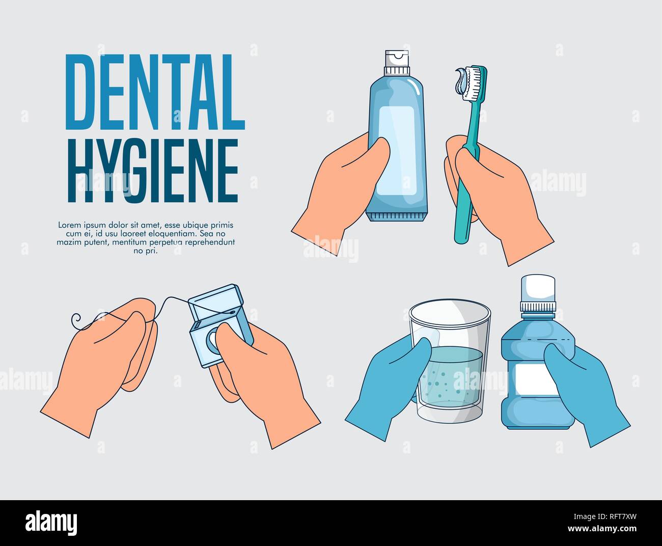 set teeth hygiene medicine treatment to healthcare Stock Vector Image ...