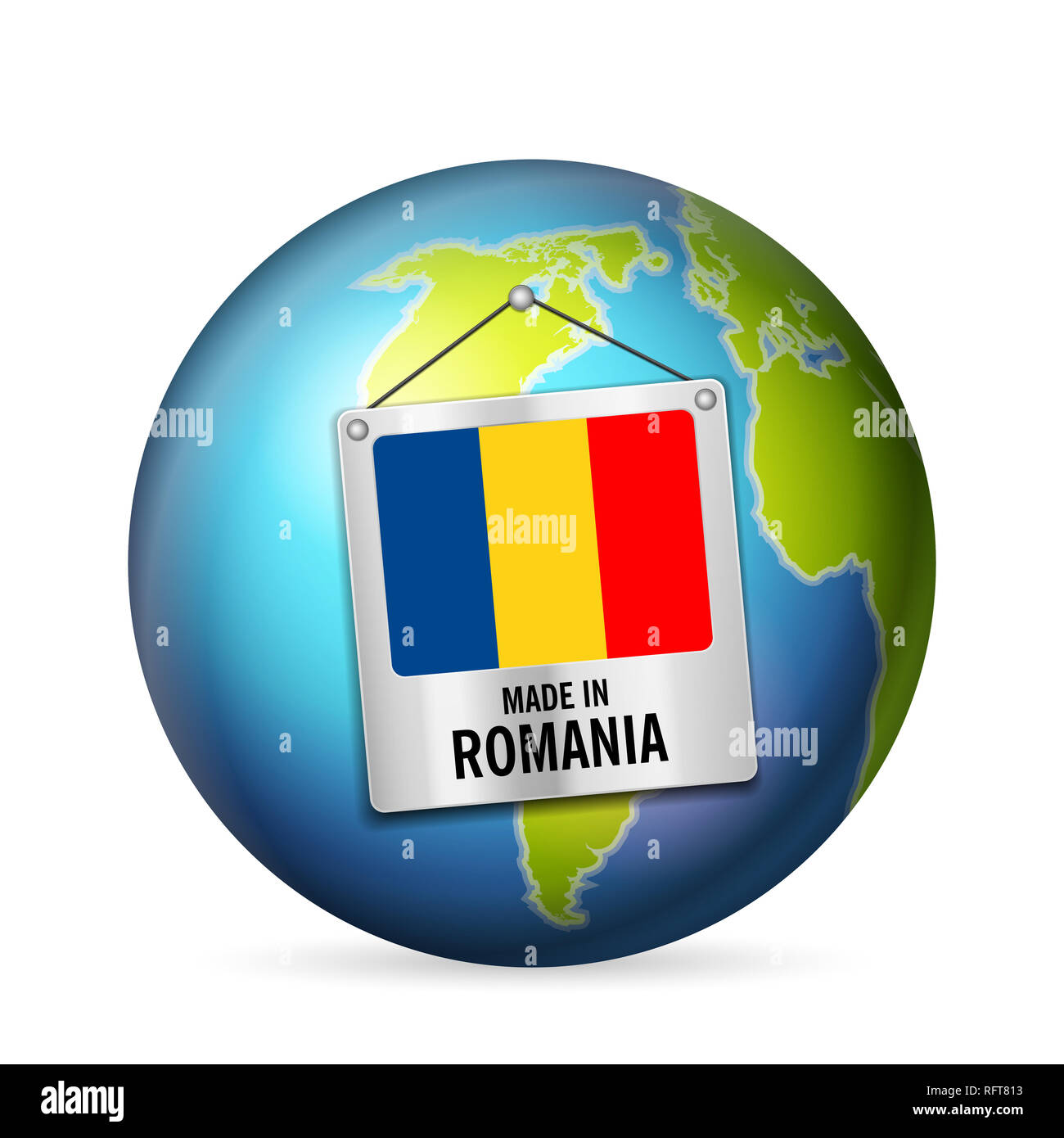 Sign made in Romania on a white background Stock Photo - Alamy