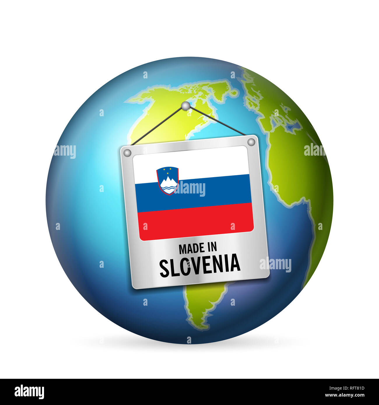 Sign made in Slovenia on a white background Stock Photo - Alamy