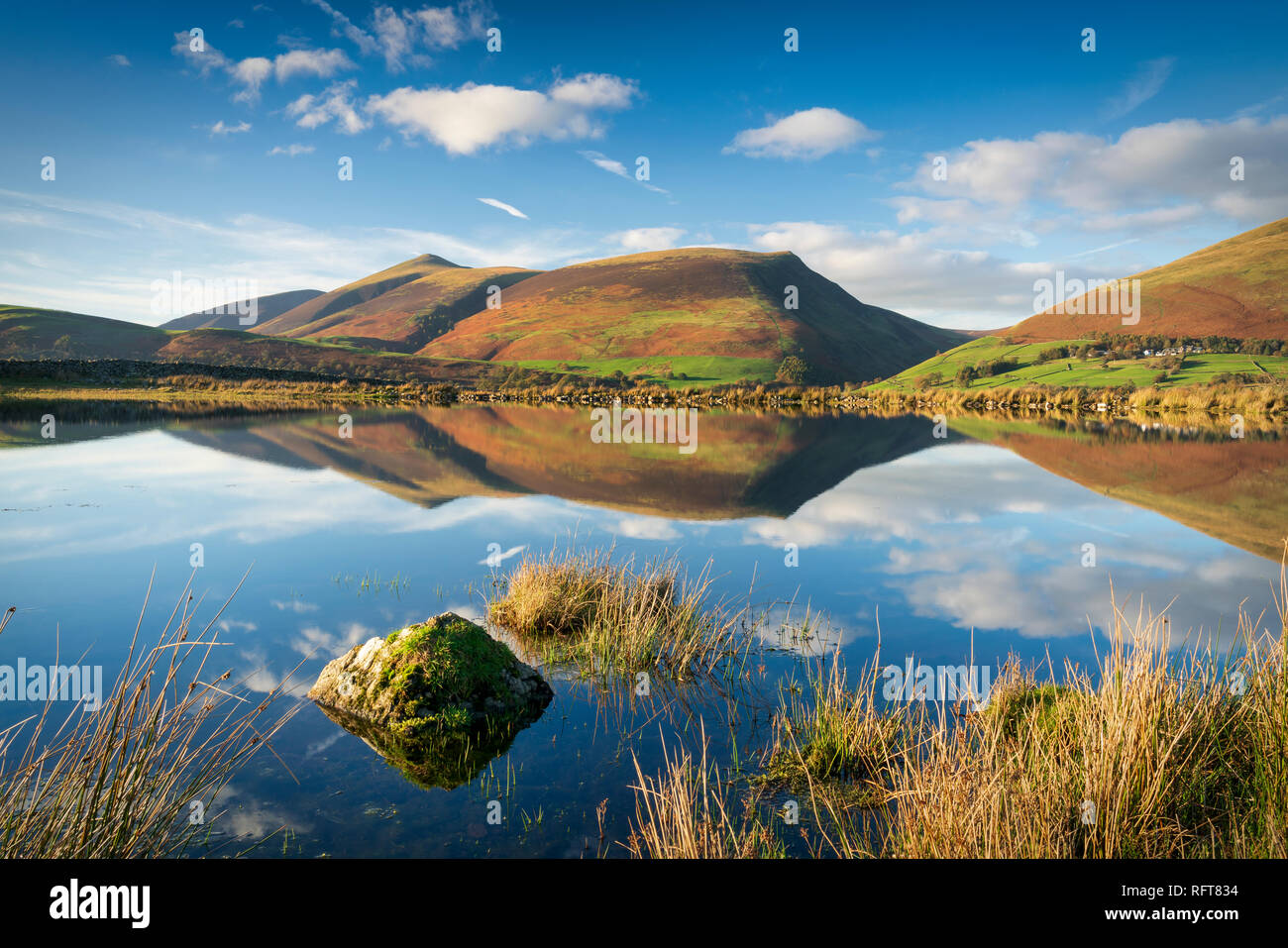 Skiddaw reflected in Tewet Tarn, Keswick, Lake District National Park ...