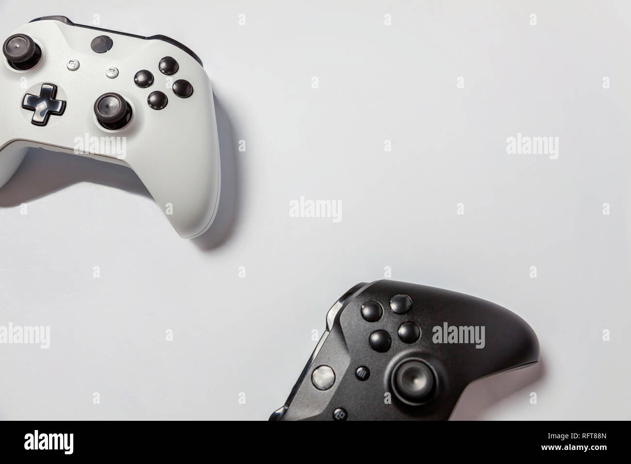 White and black two joystick gamepad, game console isolated on white ...