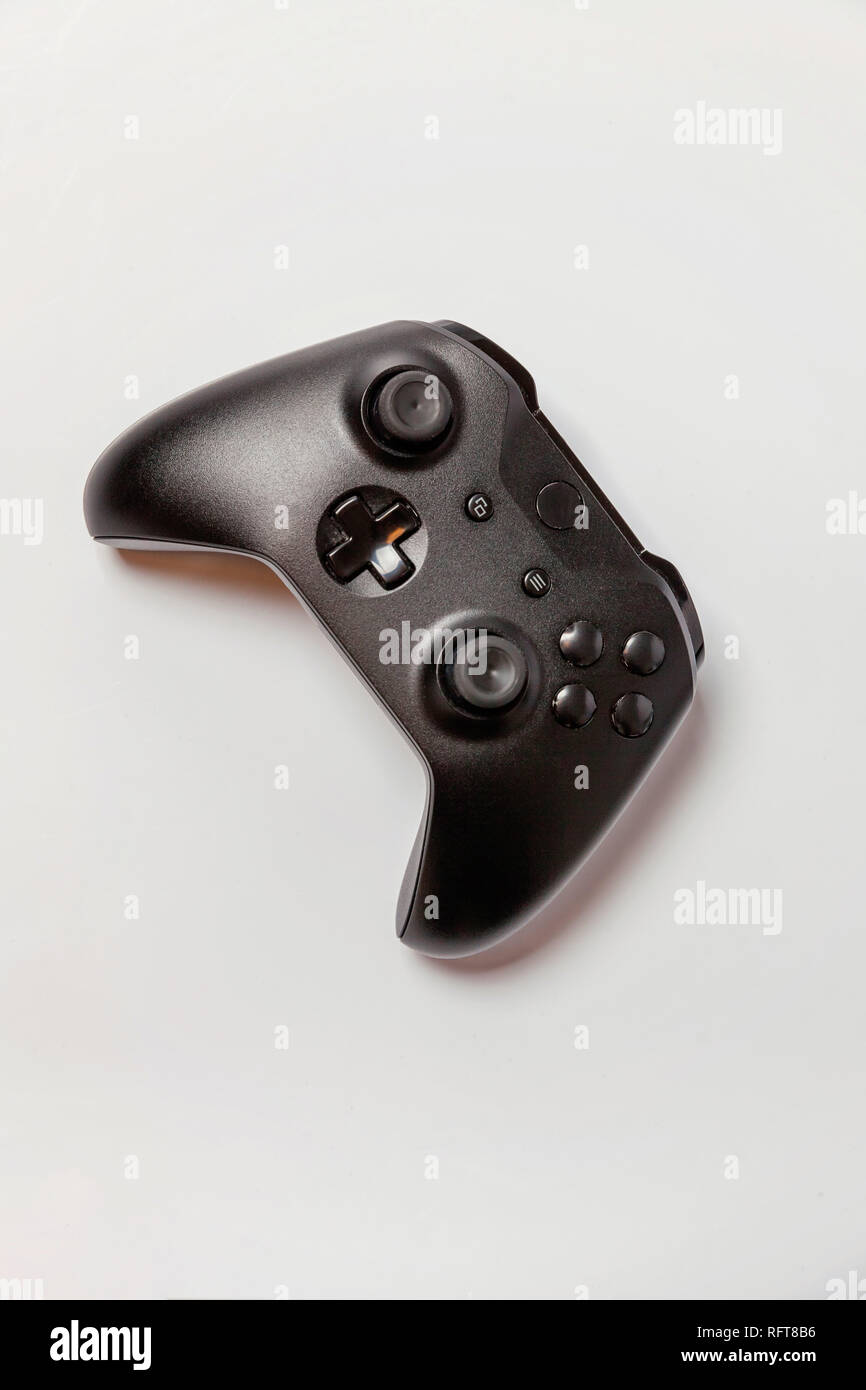 Black Joystick Gamepad Game Console Isolated On White Background Computer Gaming Technology