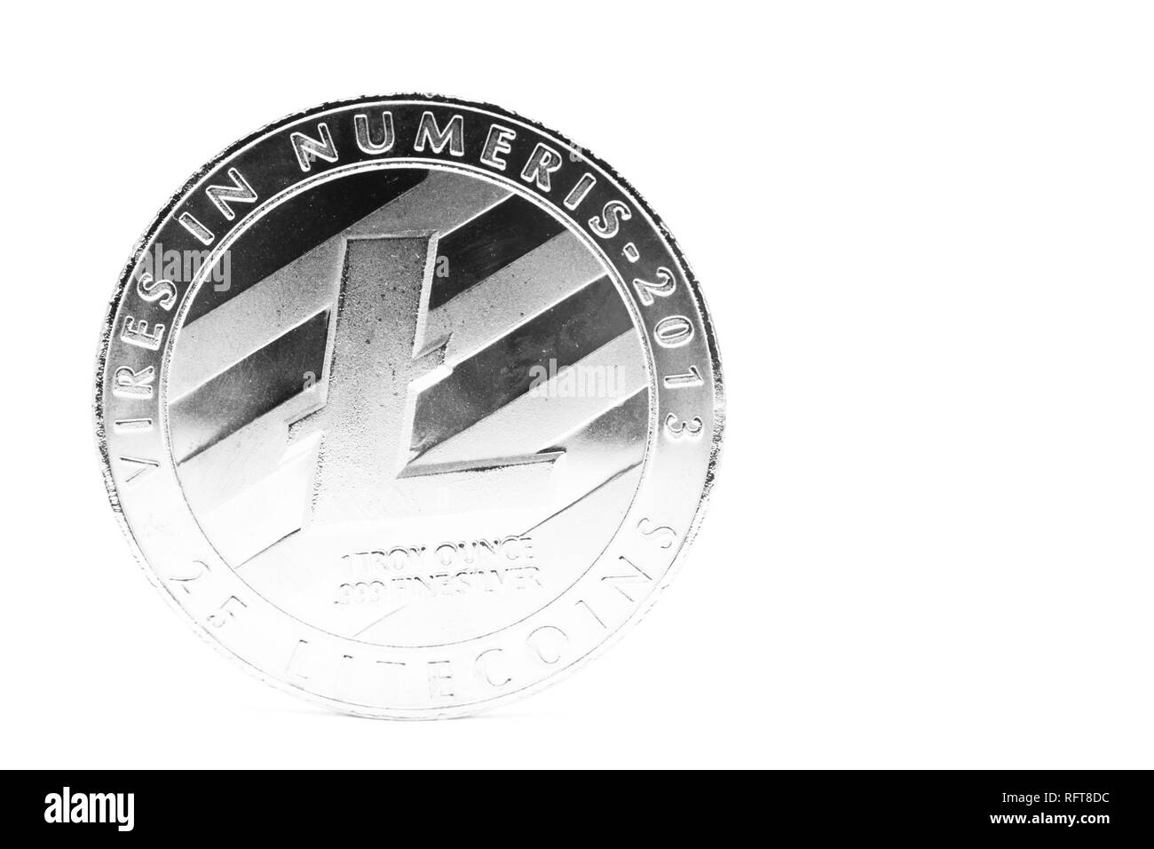 in the white background and copy space the coin of litecoin like ...