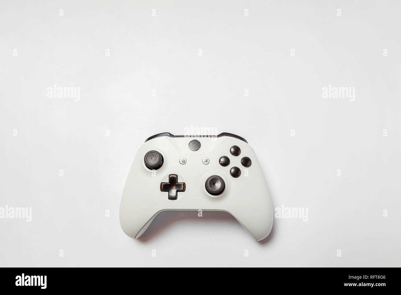 White joystick gamepad, game console isolated on white background ...