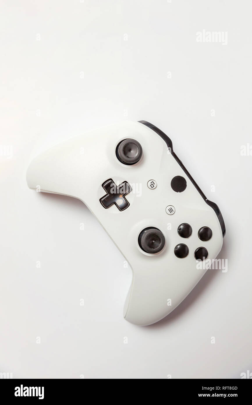 White Joystick Gamepad Game Console Isolated On White Background Computer Gaming Technology