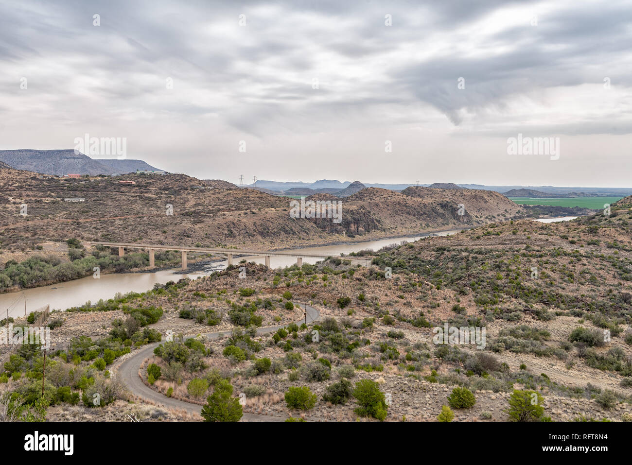 View downstream of the Vanderkloof Dam in the Orange River on the ...