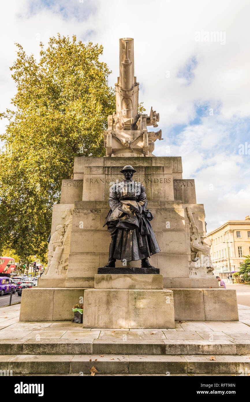 A bronze statue of the artillery captain on the Royal Artillery ...