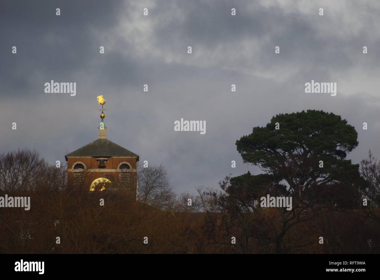 Square Clock Tower of County Hall, Neo-Classical Listed Building ...