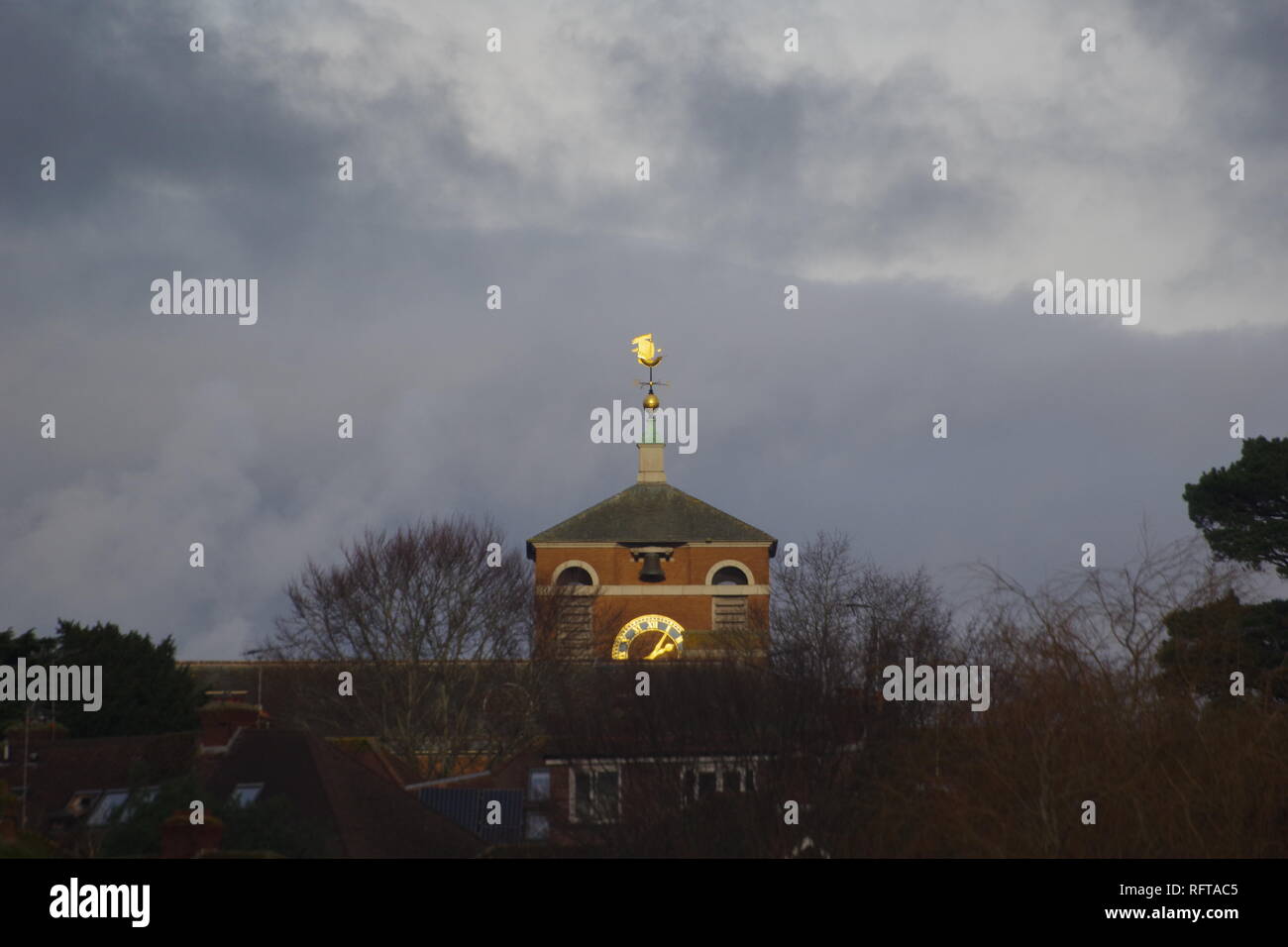 Square Clock Tower of County Hall, Neo-Classical Listed Building ...